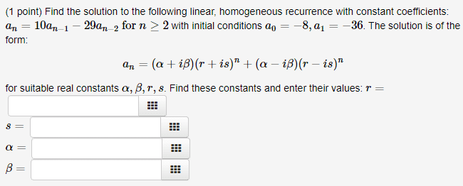 Solved (1 point) Find the solution to the following linear, | Chegg.com