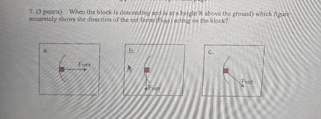 Solved 7. (3 points) When the block is descending and is at | Chegg.com