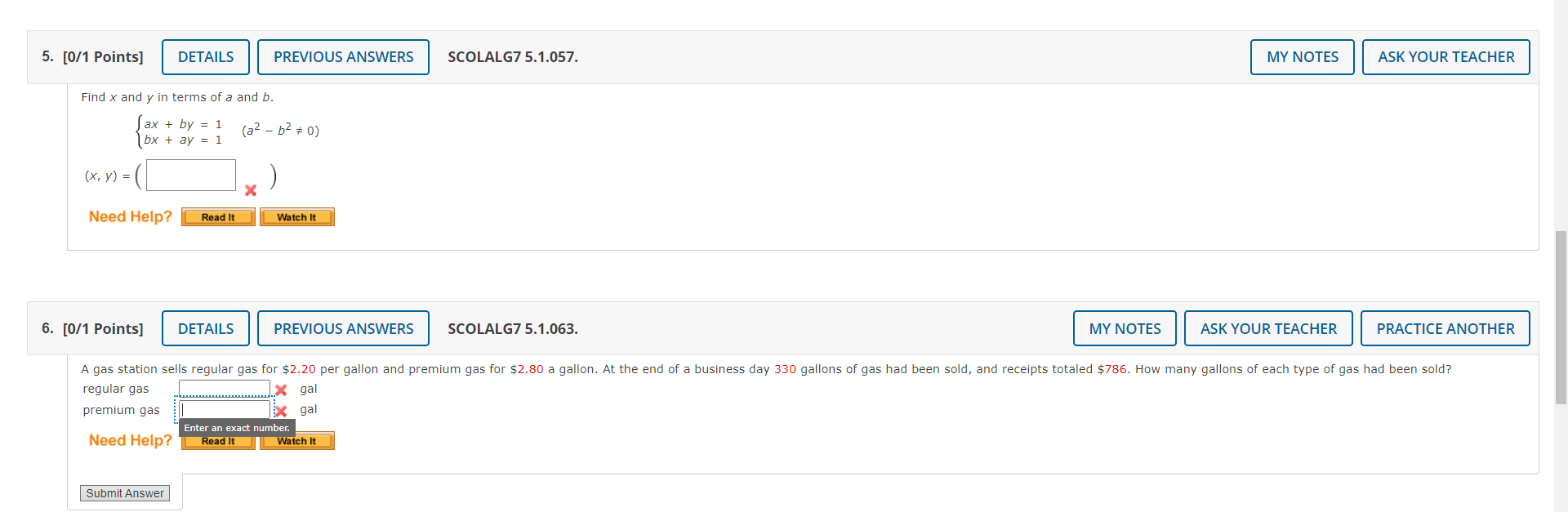 Solved 5. [0/1 Points] DETAILS PREVIOUS ANSWERS SCOLALG7 | Chegg.com