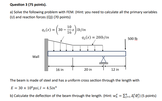 Solved a) Solve the following problem with FEM. (Hint: you | Chegg.com