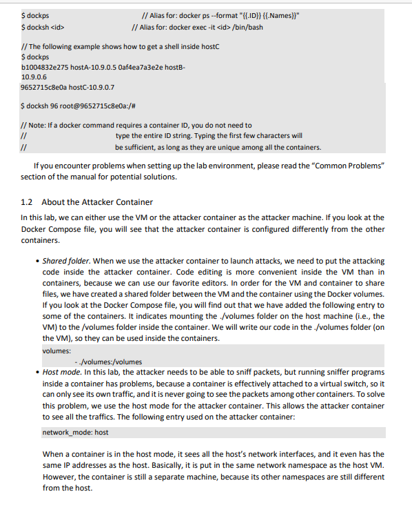 Solved Figure 1: Lab environment setup 1.1 Container Setup | Chegg.com