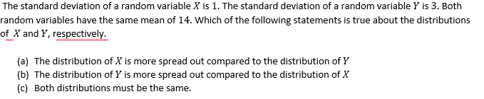 Solved The standard deviation of a random variable X is 1 . | Chegg.com