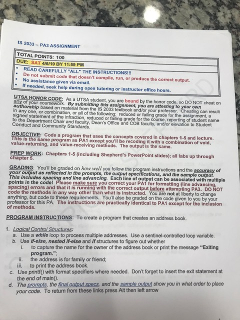 IS 2033-PA3 ASSIGNMENT TOTAL POINTS: 100 DUE: SAT | Chegg.com