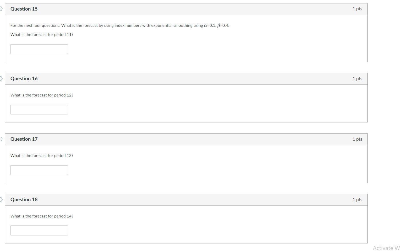 For the next four questions. What is the forecast by | Chegg.com