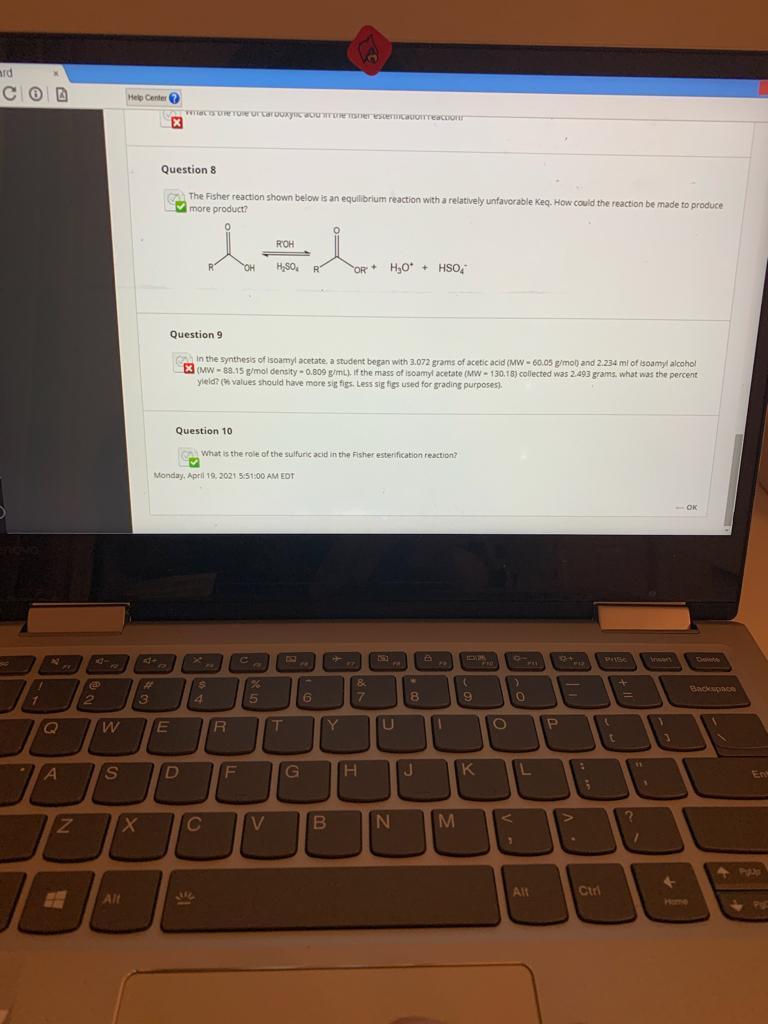 Solved The Fisher reaction shown below is an equilibrium | Chegg.com