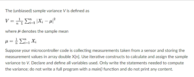 Solved The (unbiased) sample variance V is defined as V= | Chegg.com