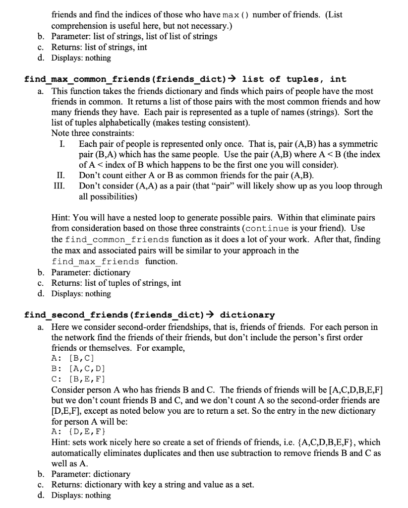 Solved friends and find the indices of those who have max ( | Chegg.com