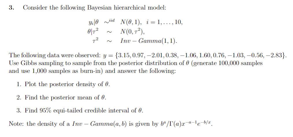 3. Consider the following Bayesian hierarchical | Chegg.com