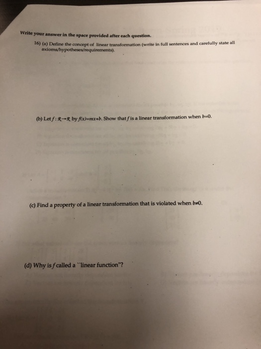 Solved Write your answer in the space provided after each | Chegg.com