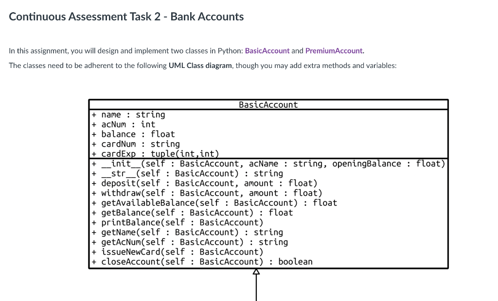 Solved Continuous Assessment Task 2 - Bank Accounts In this | Chegg.com