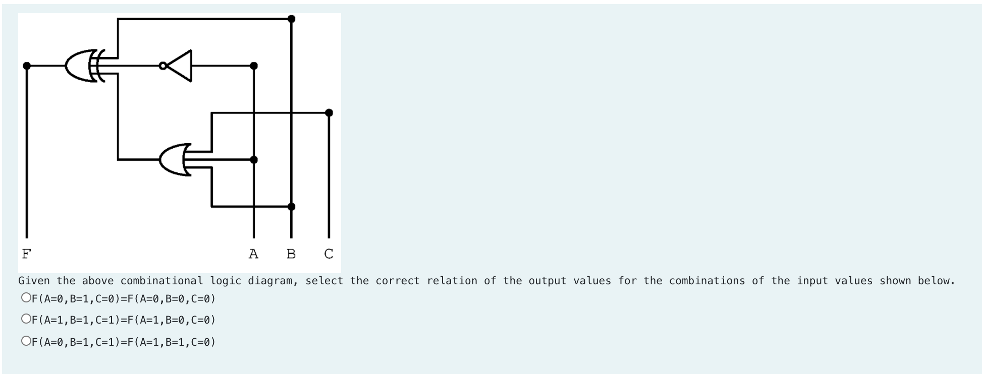 Solved F А в с Given the above combinational logic diagram, | Chegg.com
