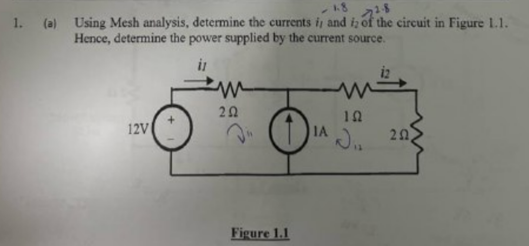Solved Using Mesh analysis, determine the currents ii and iz | Chegg.com