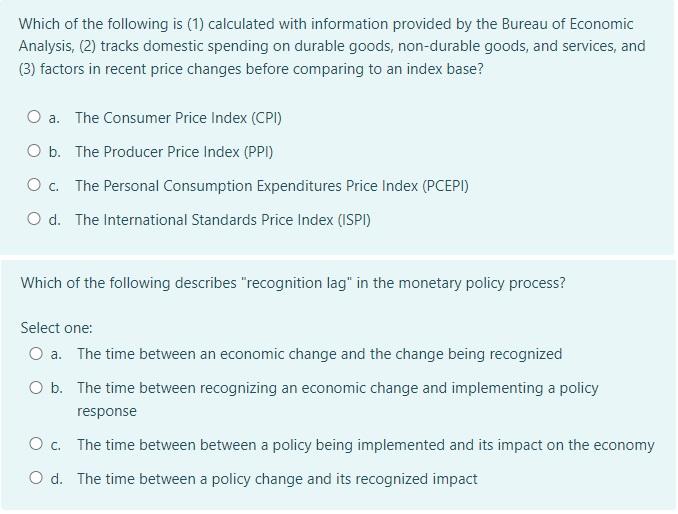 Solved Which of the following is (1) calculated with | Chegg.com