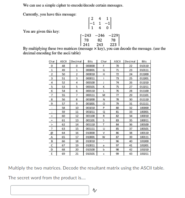 Solved We can use a simple cipher to encode/decode certain | Chegg.com