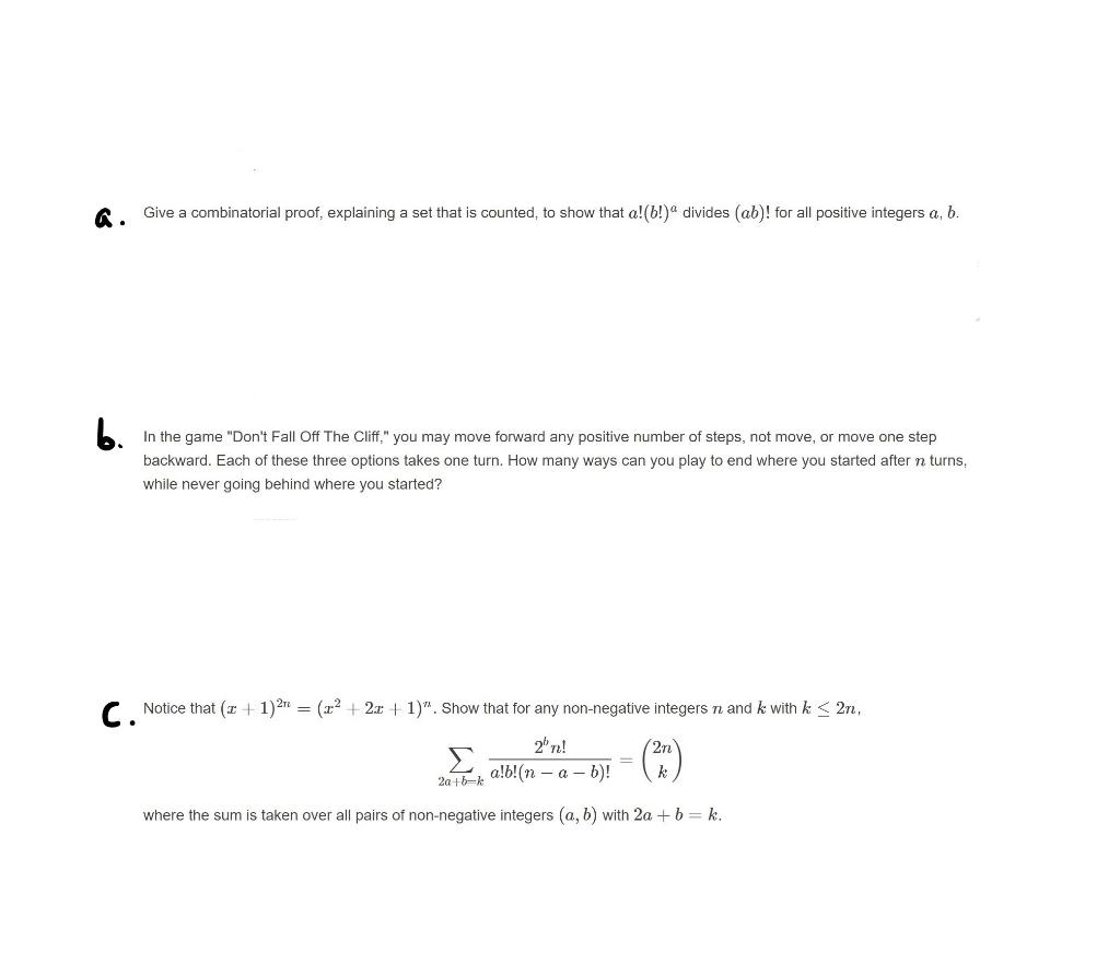 Solved a. Give a combinatorial proof, explaining a set that | Chegg.com
