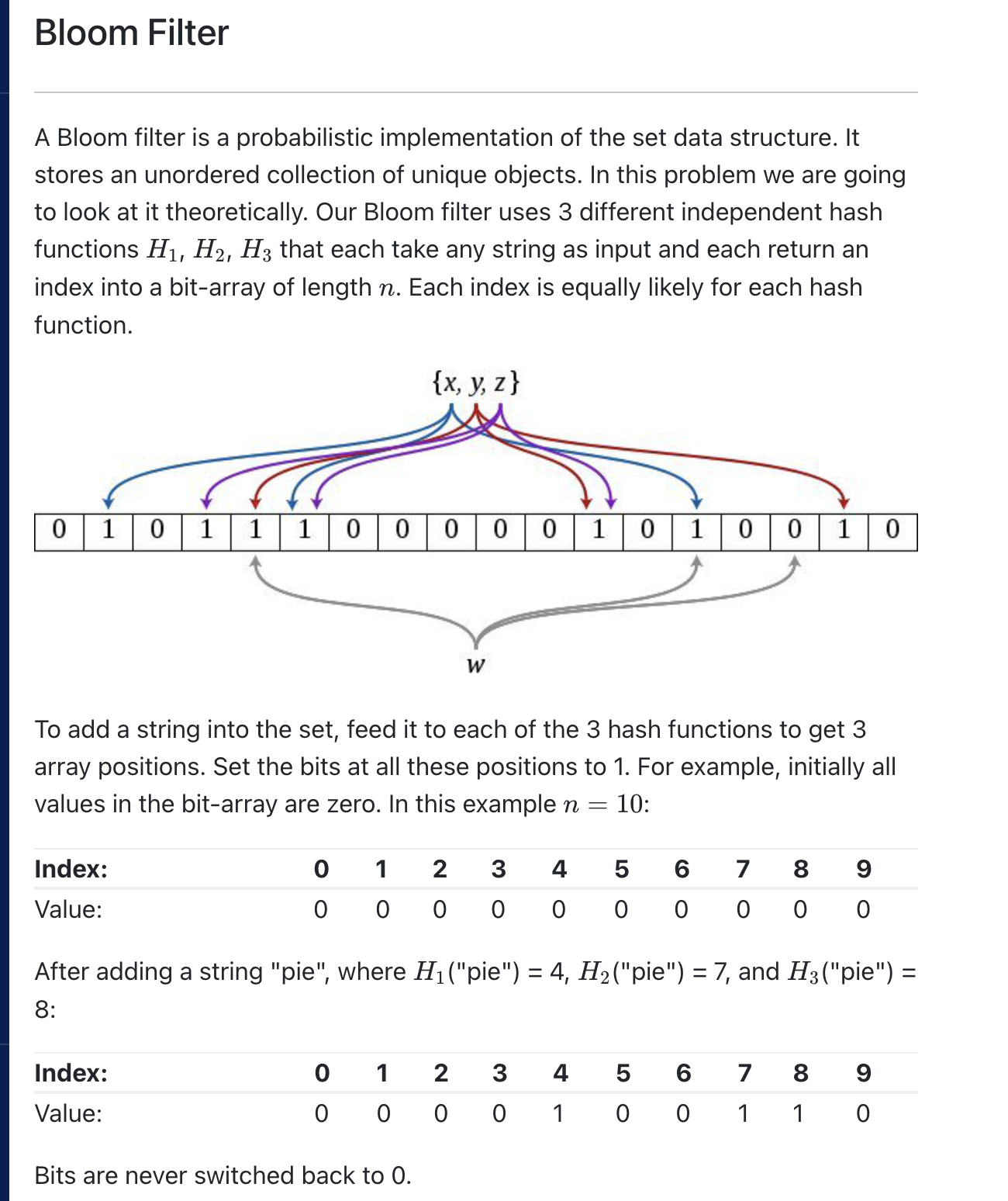 Solved A Bloom filter is a probabilistic implementation of | Chegg.com