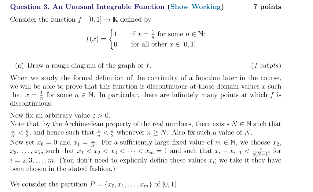Solved 7 points Question 3. An Unusual Integrable Function | Chegg.com