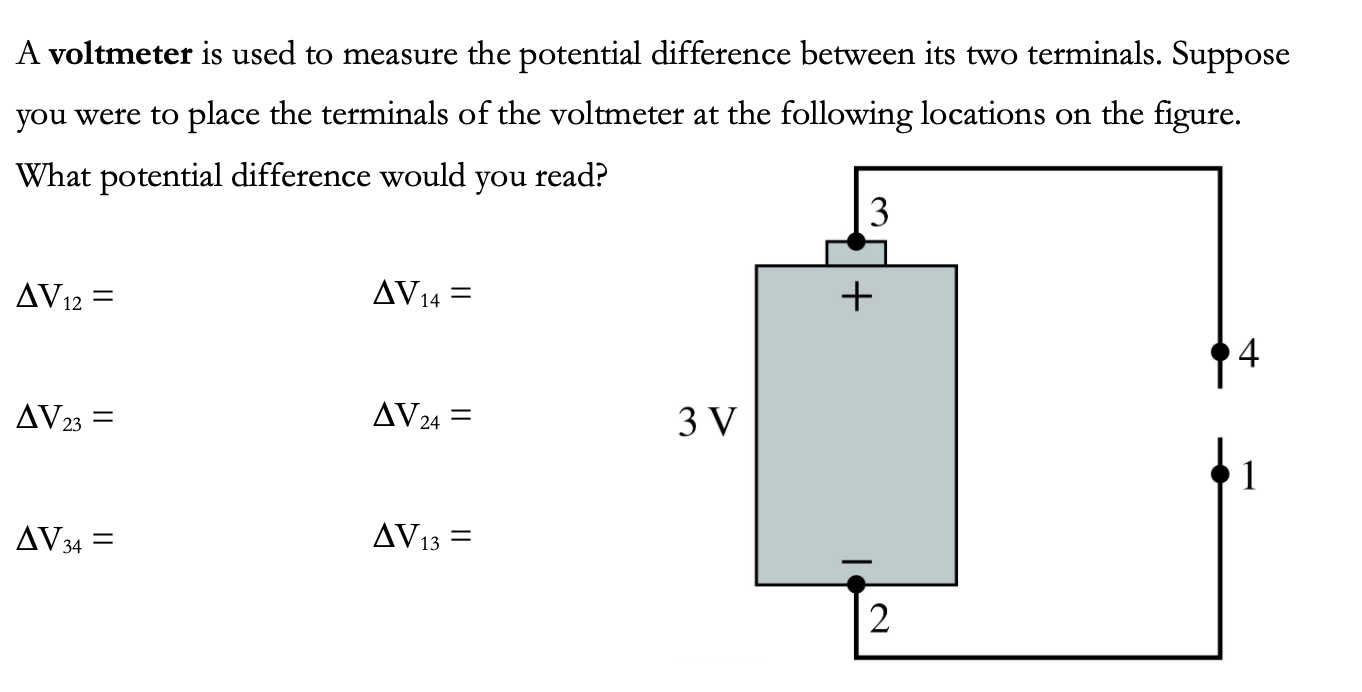 Solved A voltmeter is used to measure the potential | Chegg.com