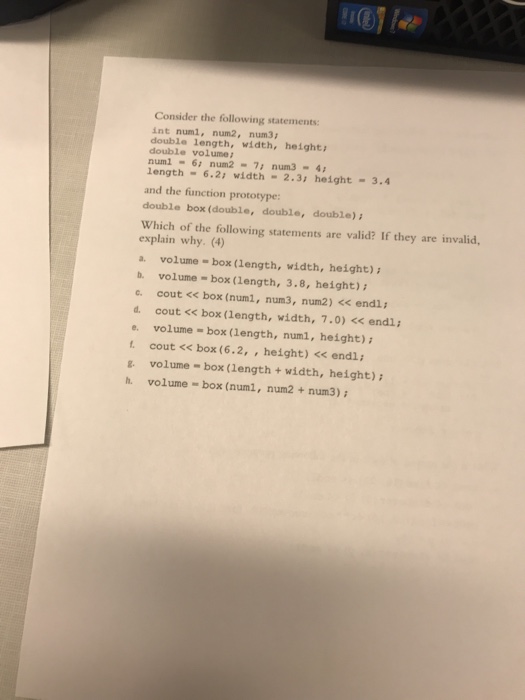 Solved Consider the following statements int num1, num2, | Chegg.com