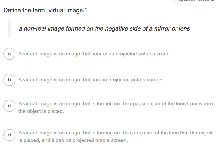 Solved Define the term "virtual image." a non-real image | Chegg.com