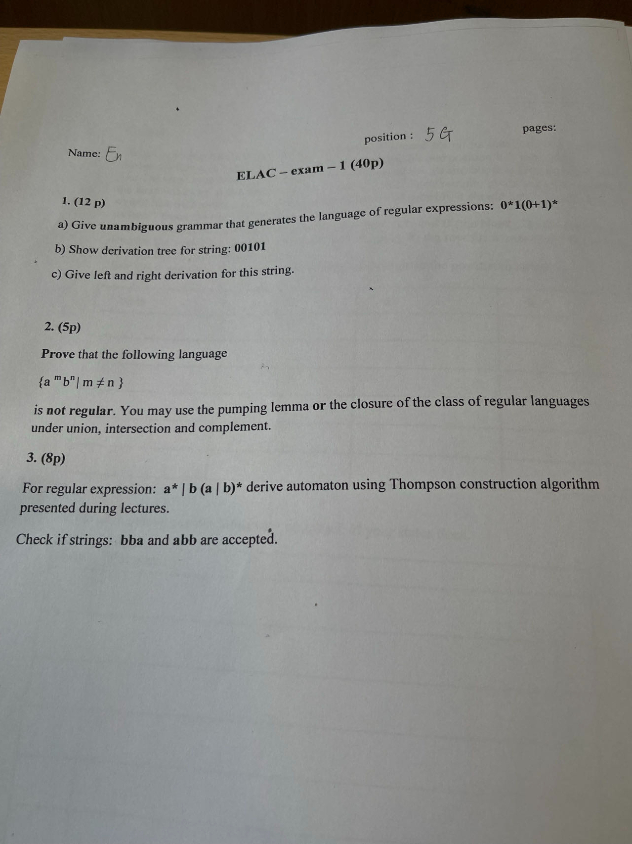 Solved a) ﻿Give unambiguous grammar that generates the | Chegg.com