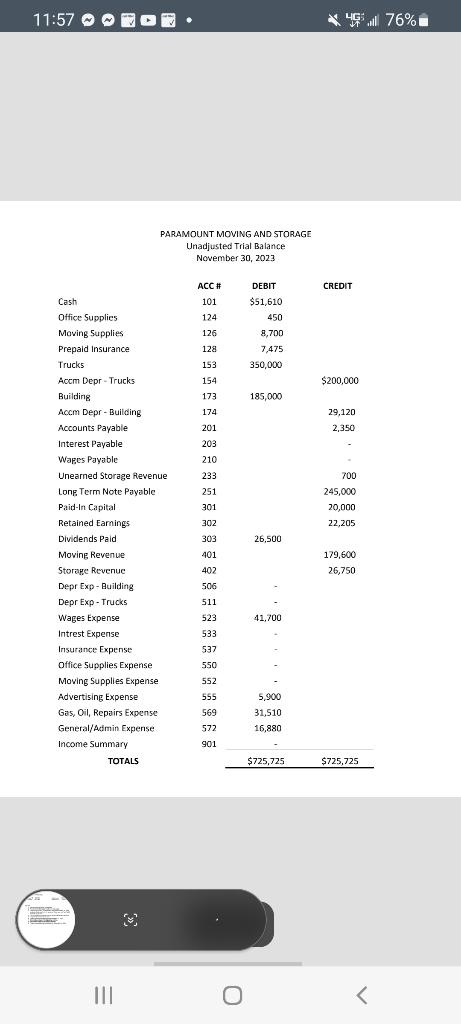 Prepare the 10 column worksheet (partial view on page | Chegg.com