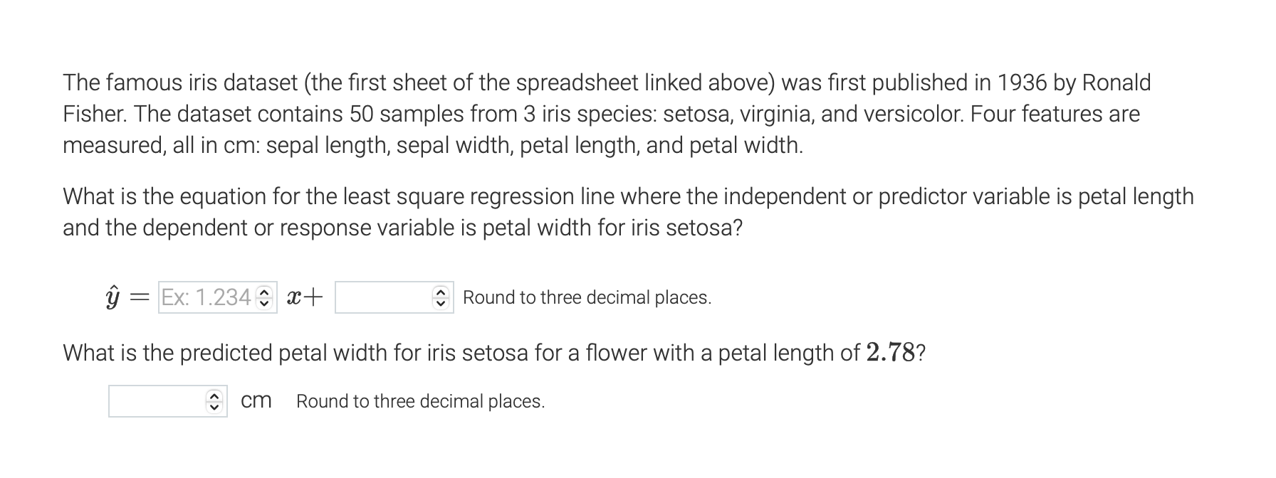 Solved The famous iris dataset (the first sheet of the | Chegg.com
