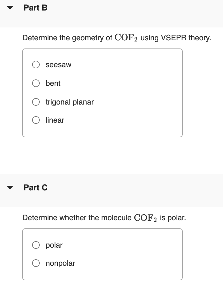Solved Part A For COF2 draw an appropriate Lewis structure | Chegg.com