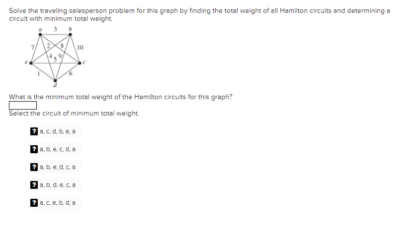 Solved Solve the traveling salesperson problem for this | Chegg.com