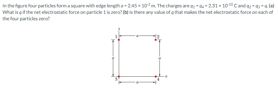 Solved In the figure four particles form a square with edge | Chegg.com