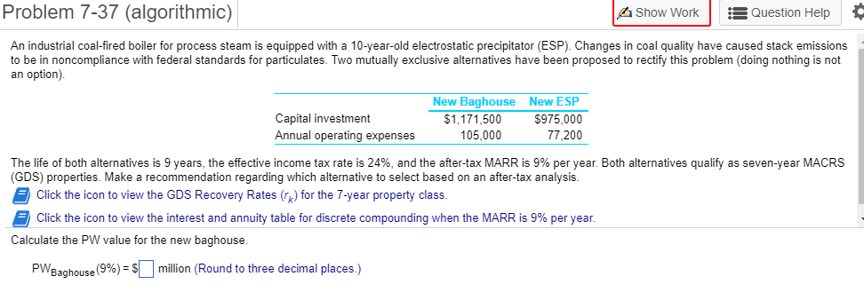 Solved Problem 7-37 (algorithmic) Show Work | -Question Help | Chegg.com