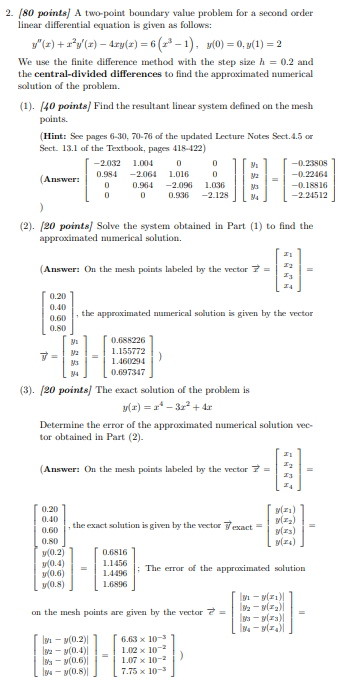 Solved 2. 80 pointa) A two-point boundary value problem for | Chegg.com