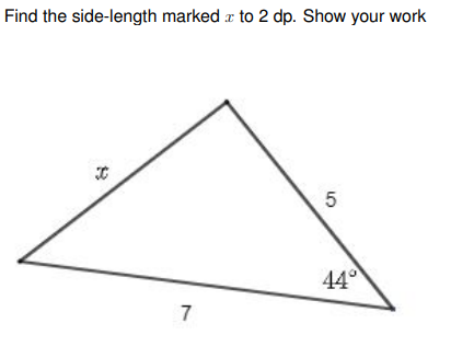 Solved Find the side-length marked x ﻿to 2dp. ﻿Show your | Chegg.com