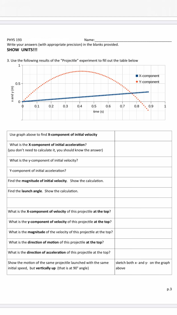 Solved Use the following results of the “Projectile” | Chegg.com