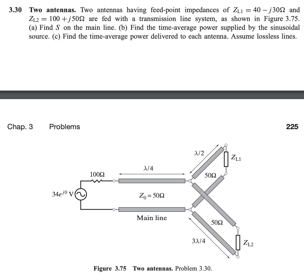 Solved 3.30 Two antennas. Two antennas having feed-point | Chegg.com