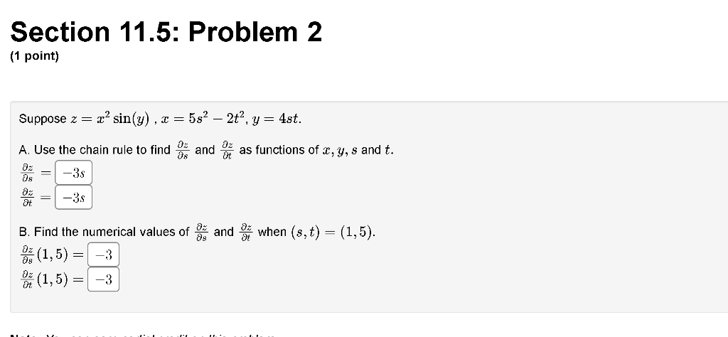 Solved Section 11.5: Problem 1 (1 point) C y Suppose w= + | Chegg.com