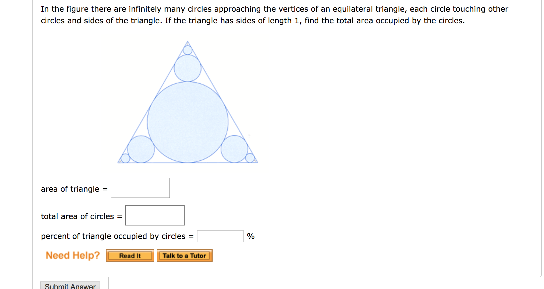 Solved In the figure there are infinitely many circles | Chegg.com