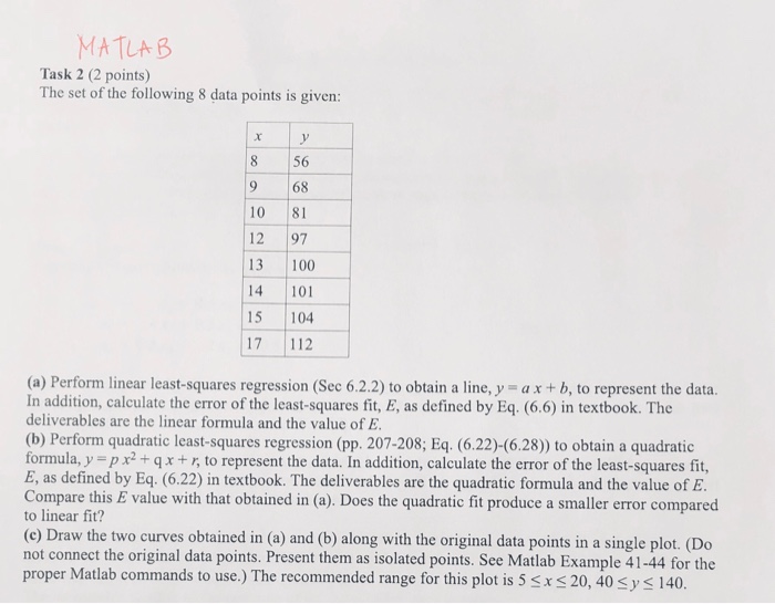 Solved MATLA B Task 2 (2 points) The set of the following 8 | Chegg.com