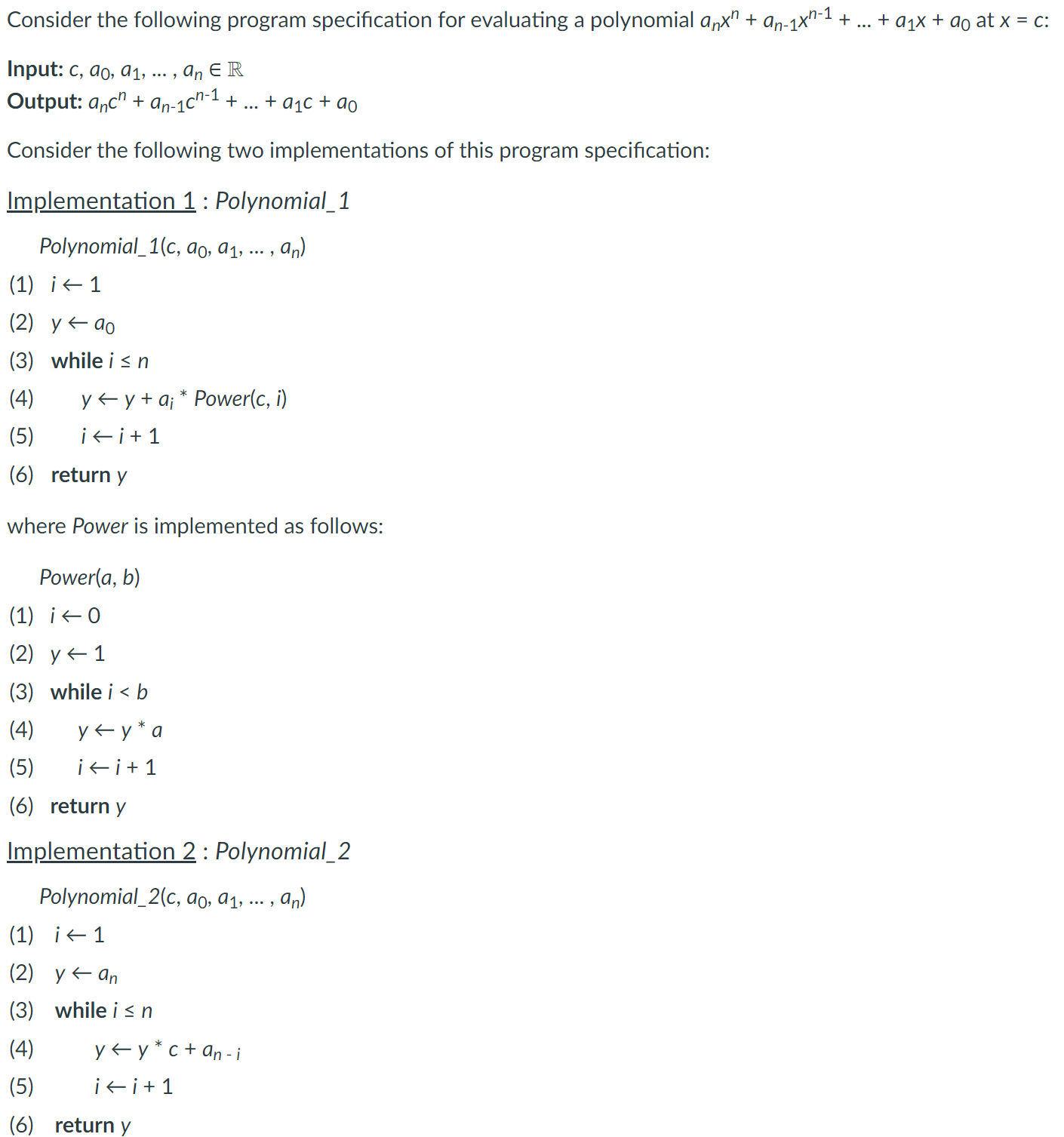 Solved Consider the following program specification for | Chegg.com