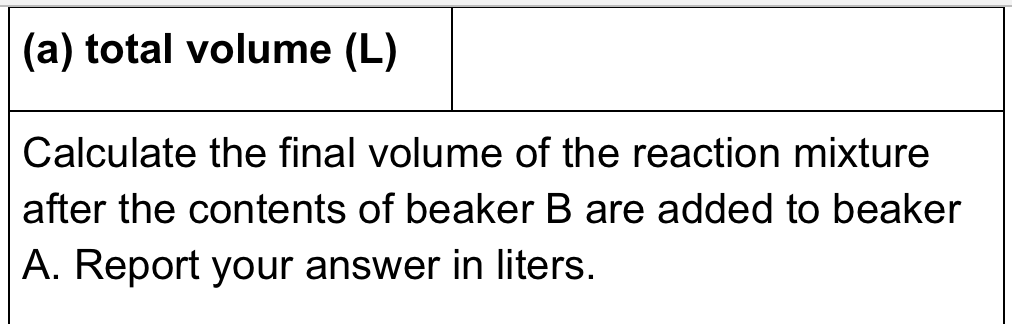 Solved (a) total volume (L) Calculate the final volume of | Chegg.com