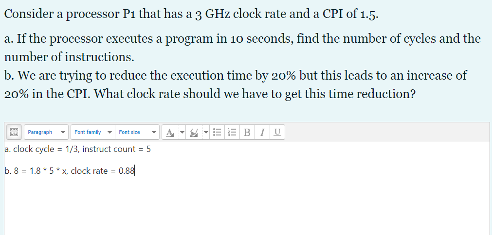 Solved Consider a processor P1 that has a 3 GHz clock rate | Chegg.com