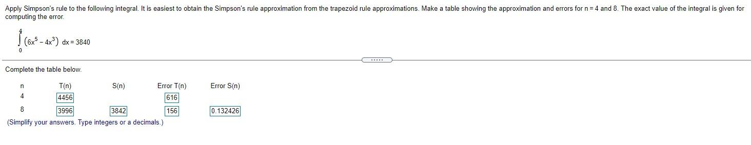 Solved Apply Simpson's rule to the following integral. It is | Chegg.com