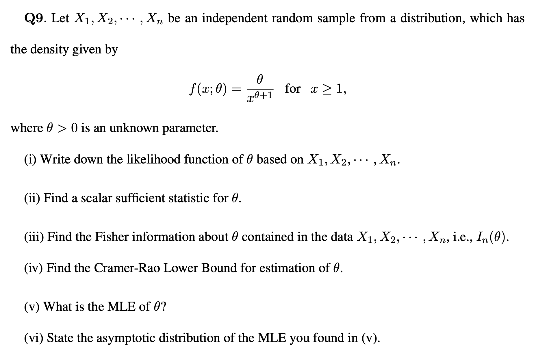 Solved Q9. ﻿Let x1,x2,cdots,xn ﻿be an independent random | Chegg.com