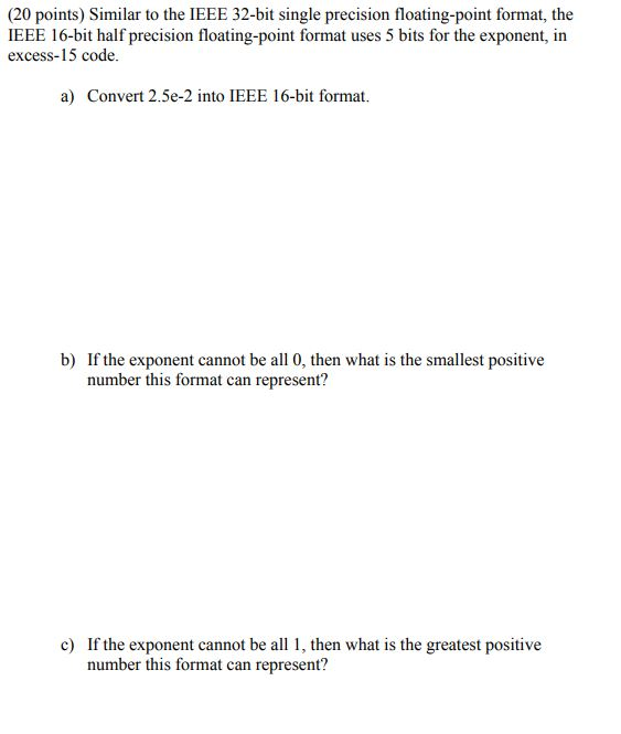 Solved Similar to the IEEE 32-bit single precision | Chegg.com