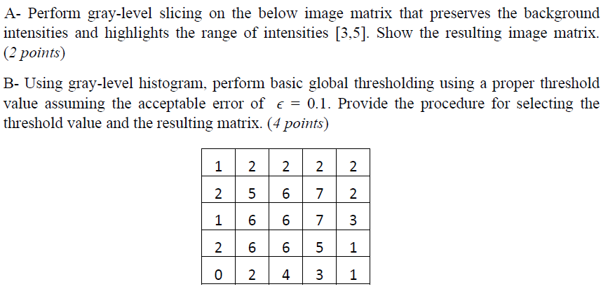 A- Perform gray-level slicing on the below image | Chegg.com