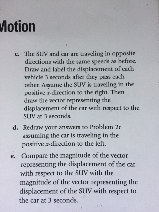 Solved The motion diagrams below represent an Suv and a car | Chegg.com