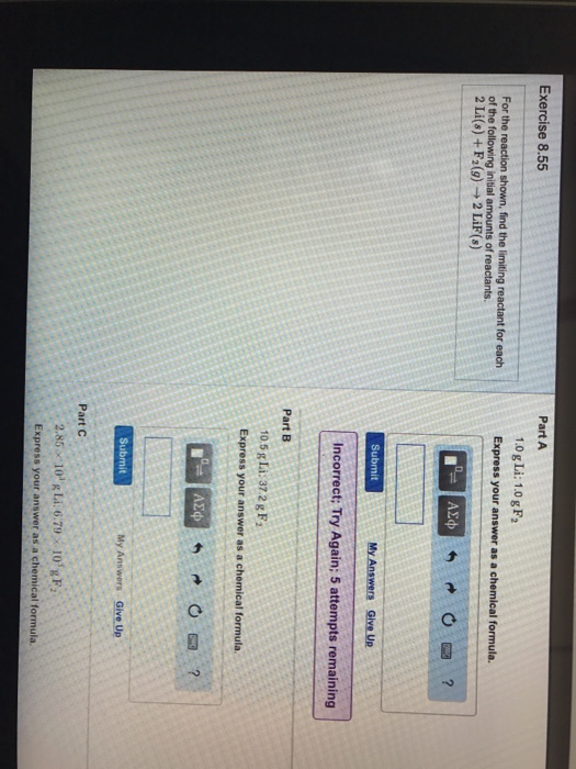 Solved For the reaction shown, find the limiting reactant | Chegg.com