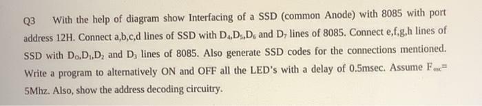 Solved Q3 With the help of diagram show Interfacing of a SSD | Chegg.com