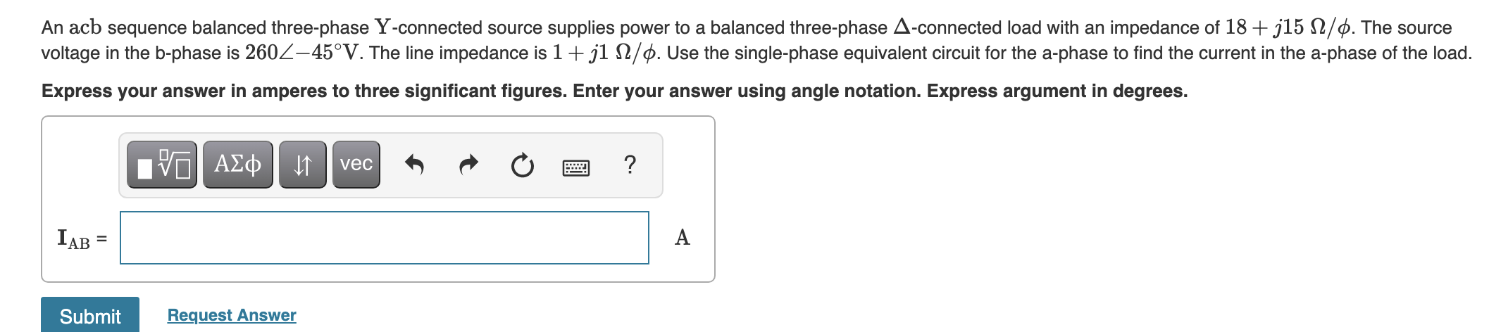 Solved An acb sequence balanced three-phase Y-connected | Chegg.com