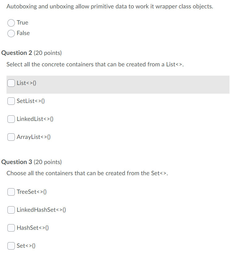 Solved Autoboxing and unboxing allow primitive data to work | Chegg.com